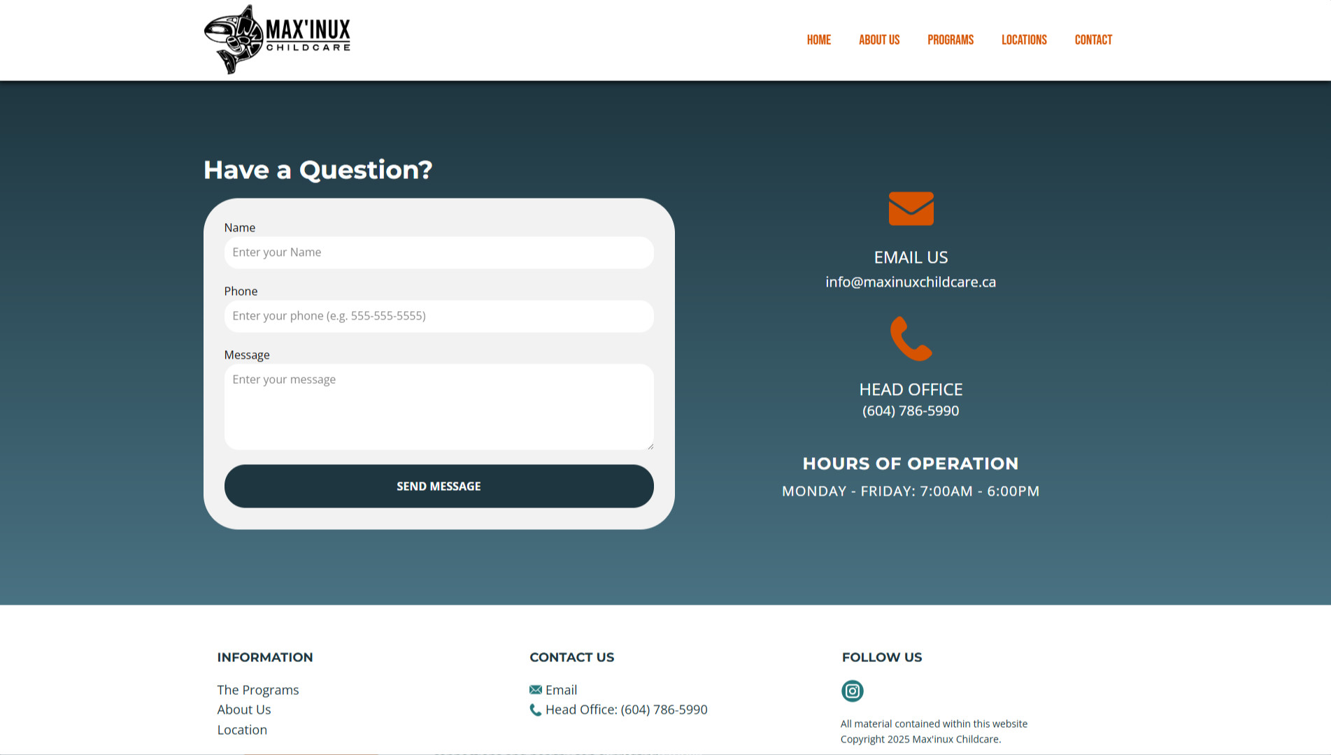 Contact | Max'inux Childcare